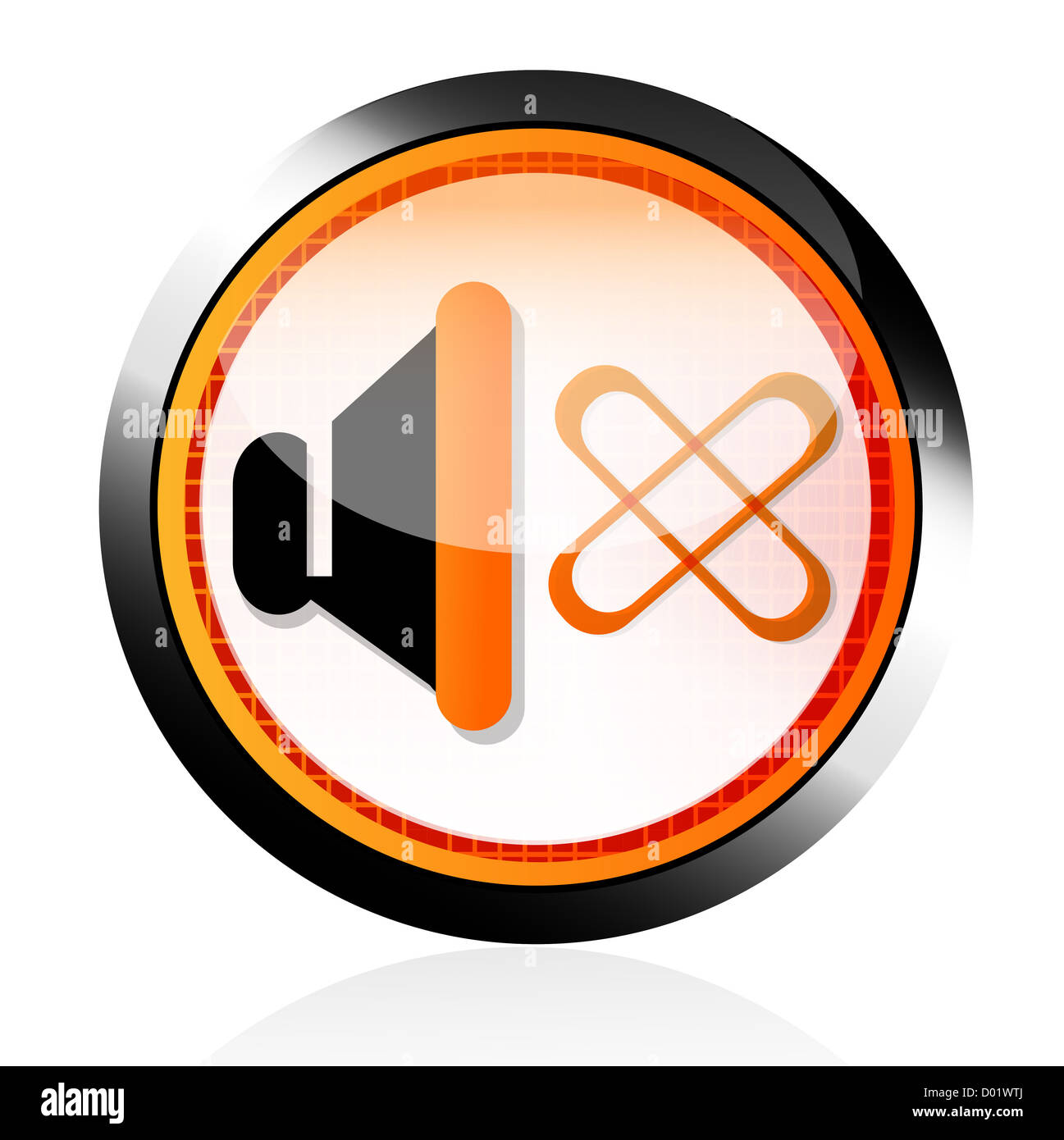 illustration of mute sign on white background Stock Photo - Alamy