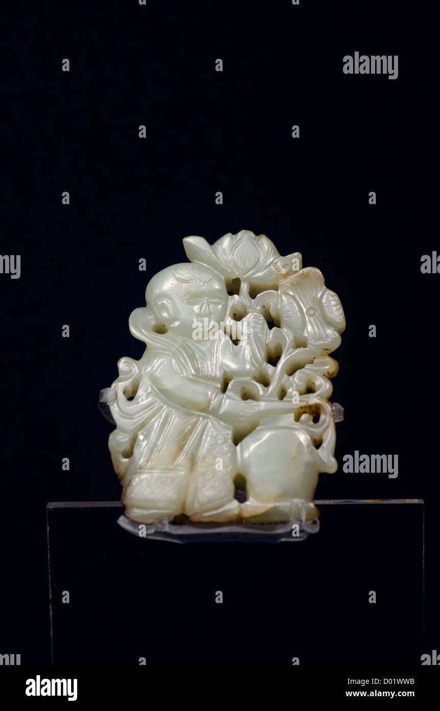 China, Shanghai, Shanghai Museum. Ancient jade collection. Jade boy ...