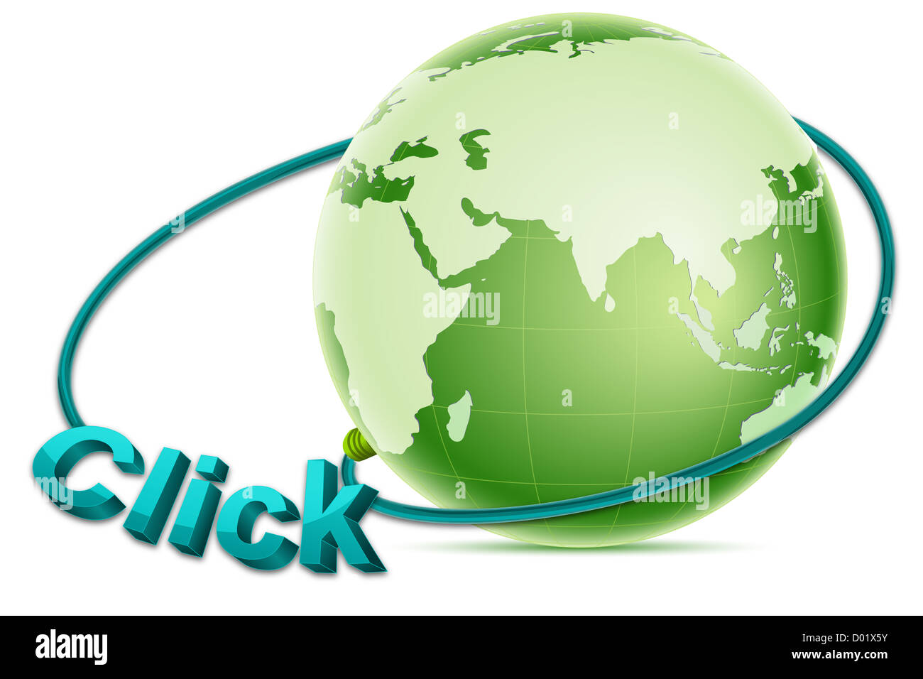 illustration of click with earth on white background Stock Photo - Alamy