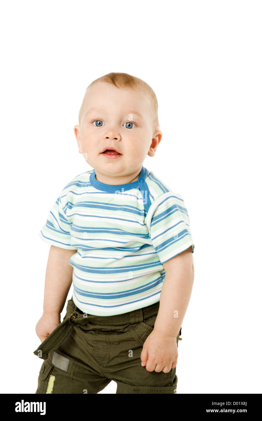 one year boy portrait isolated on white Stock Photo - Alamy