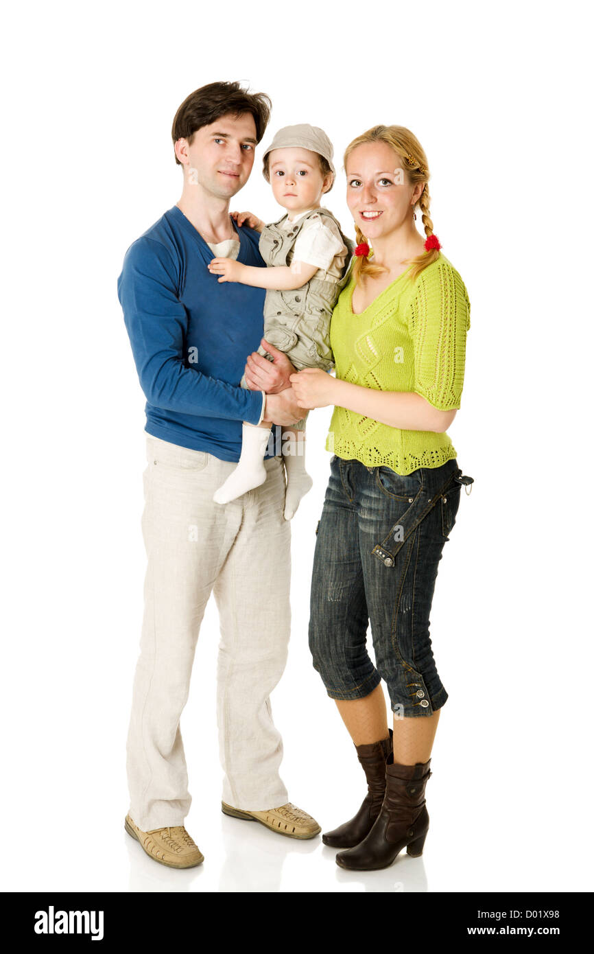 Happy Family with kid together isolated on white Stock Photo - Alamy