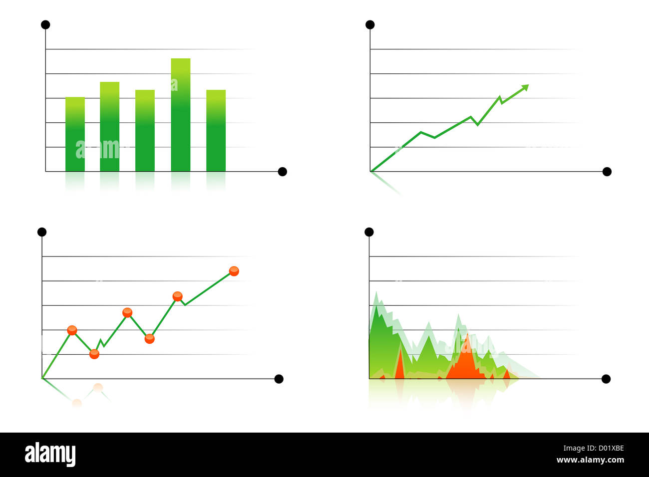 illustration of different business graphs on white background Stock ...