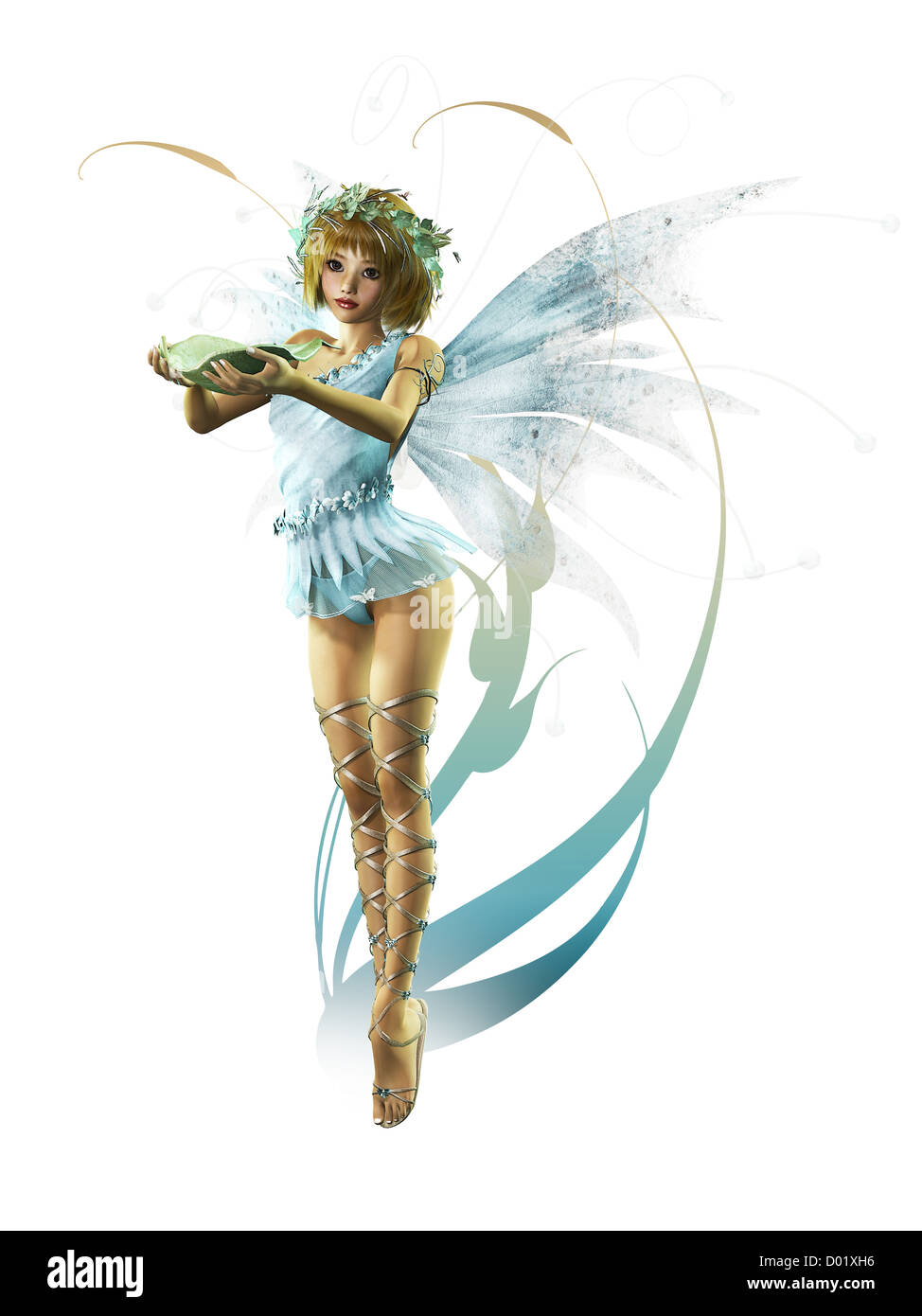 A charming fairy with wreath and wings Stock Photo - Alamy