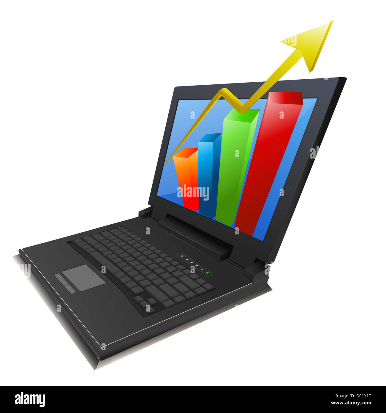 illustration of business growth graph in laptop on white background ...