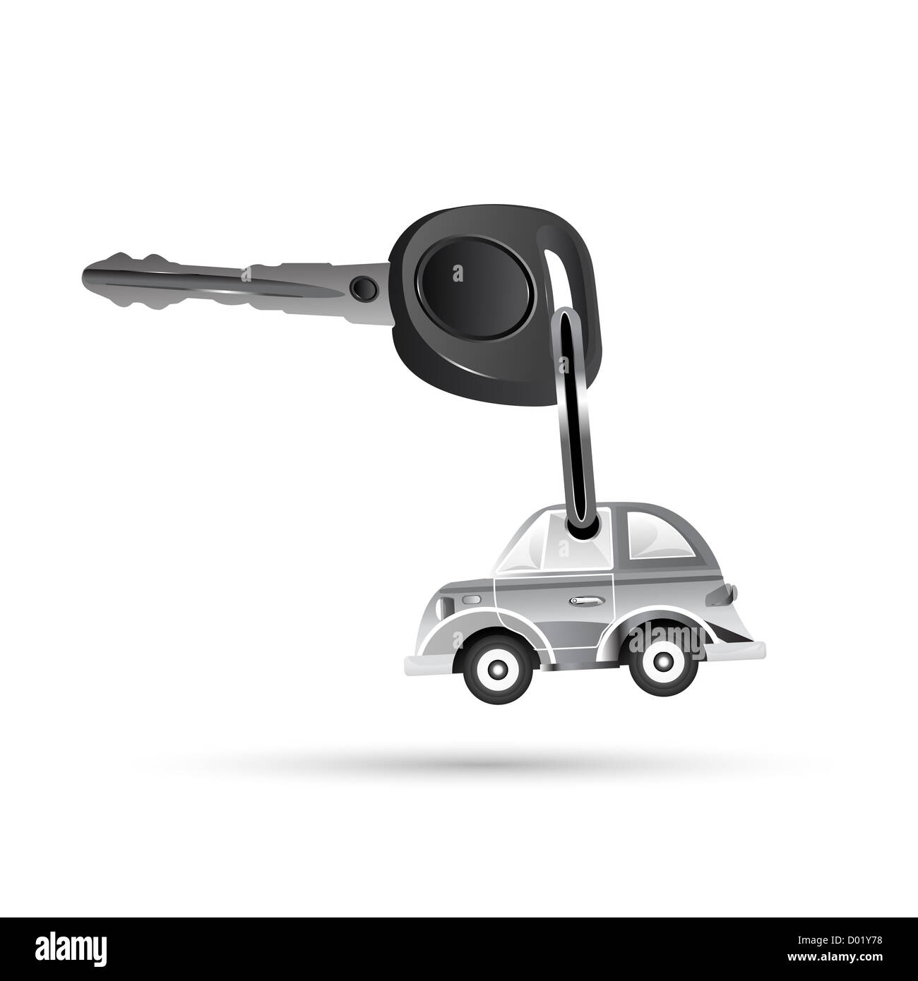 illustration of key with car on white background Stock Photo - Alamy