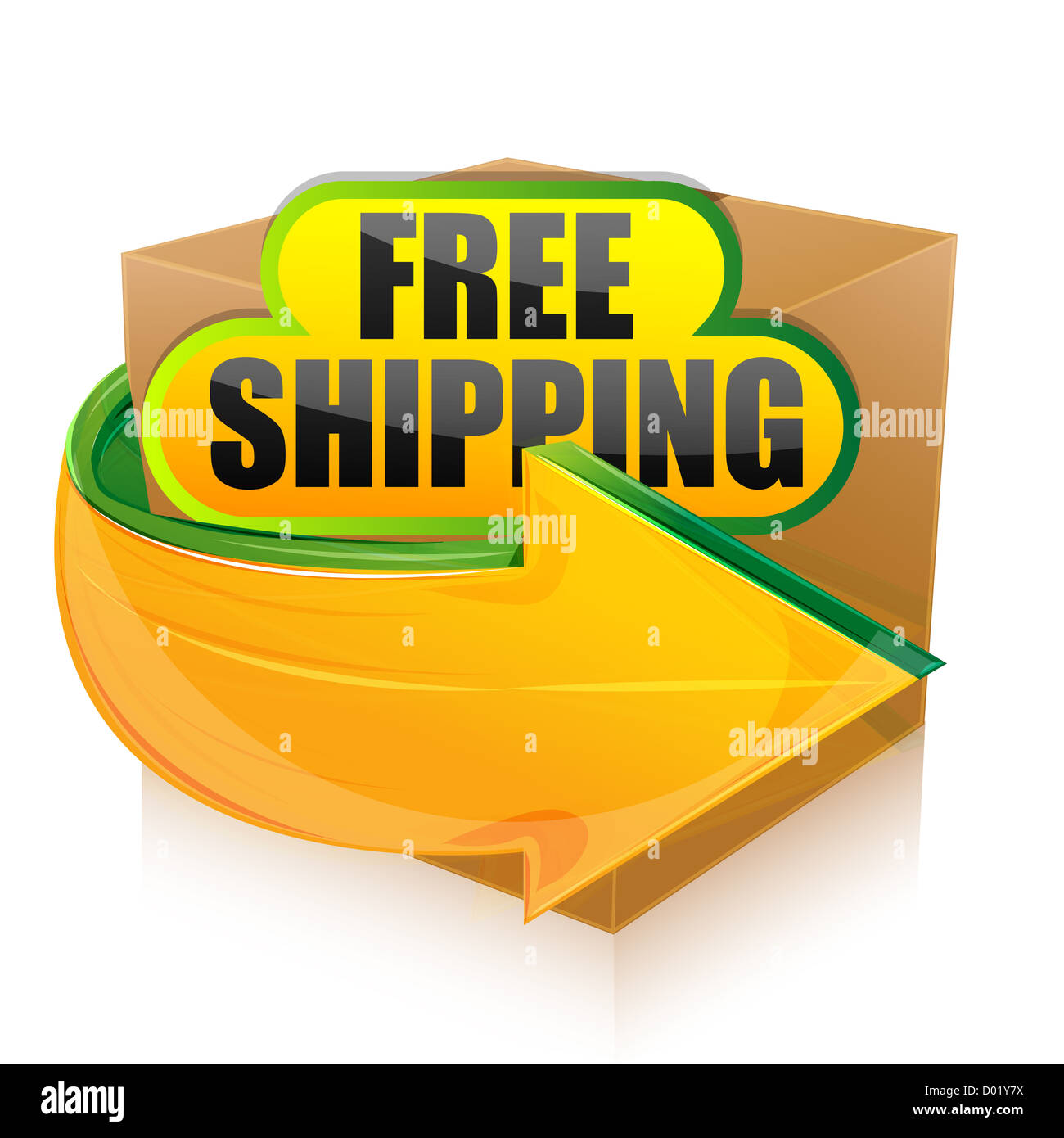 illustration of free shipping on white background Stock Photo - Alamy