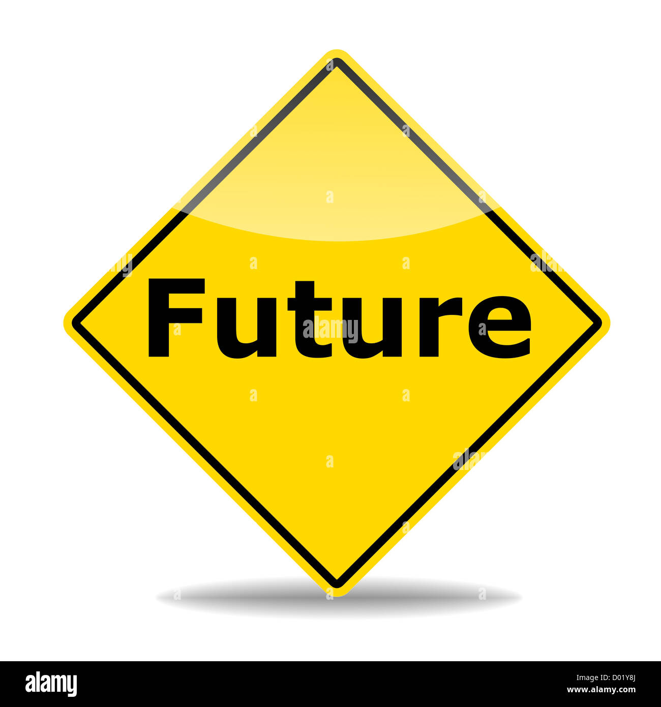 future road sign isolated on white background showing time concept ...