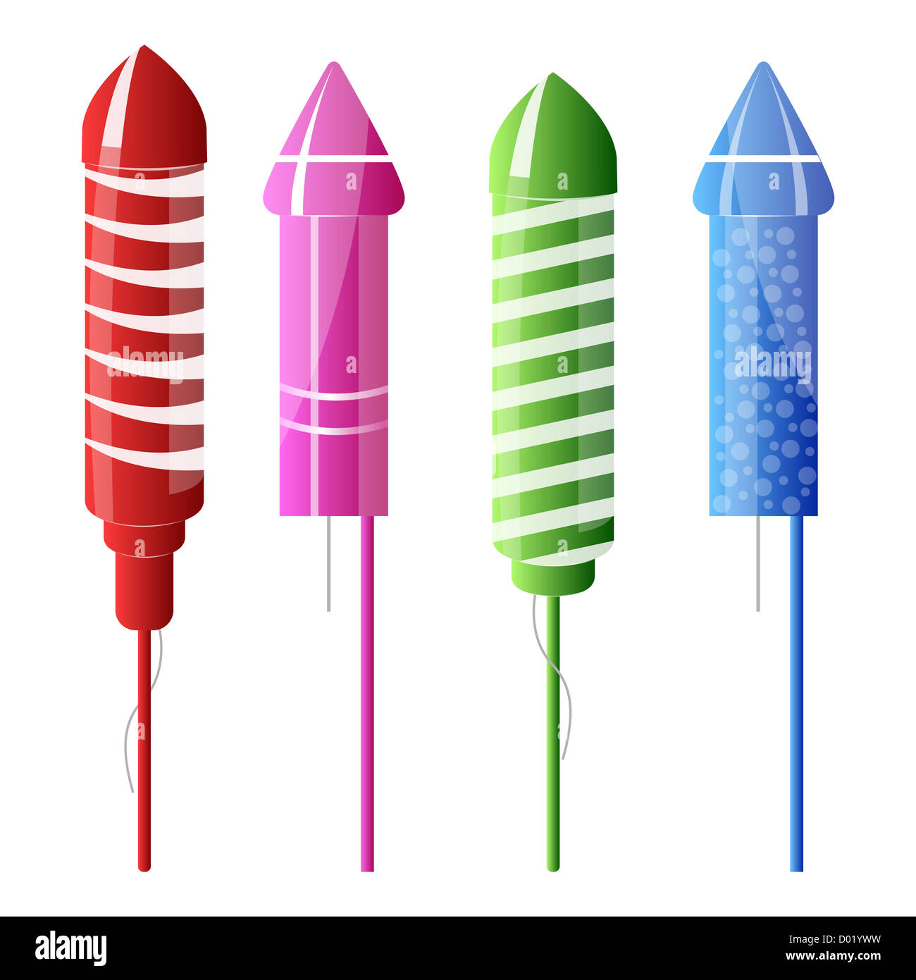 illustration of rocket fireworks on white background Stock Photo - Alamy