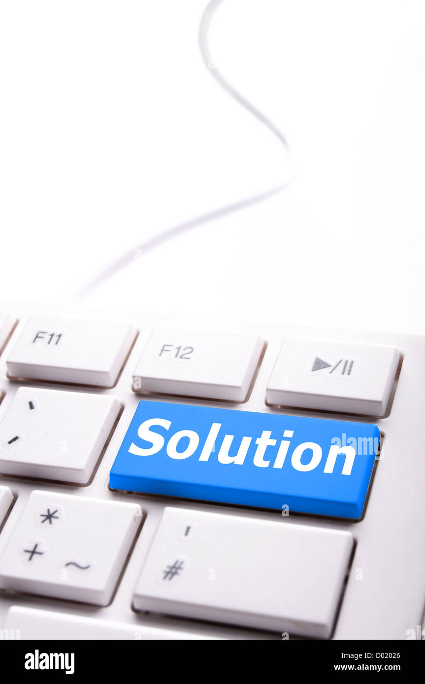 business solutions or problem concept with word on computer keyboard ...