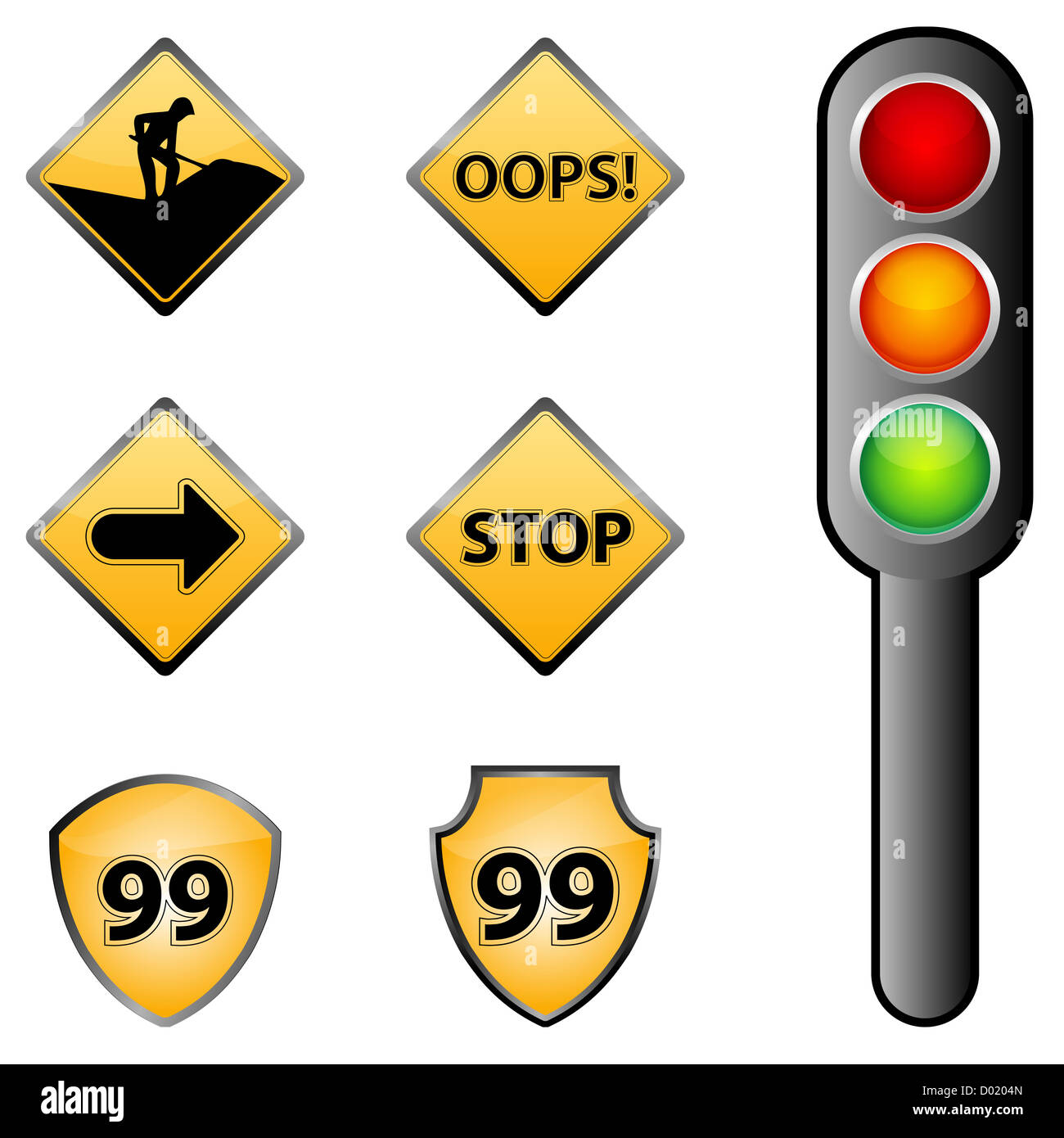 illustration of traffic signs on white background Stock Photo - Alamy