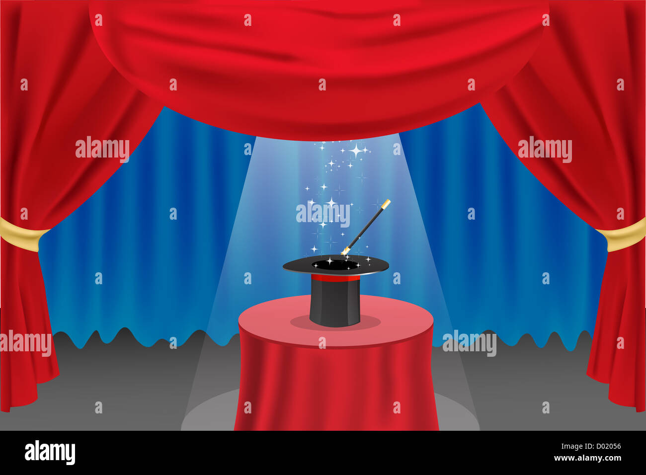 illustration of magic show on stage Stock Photo - Alamy