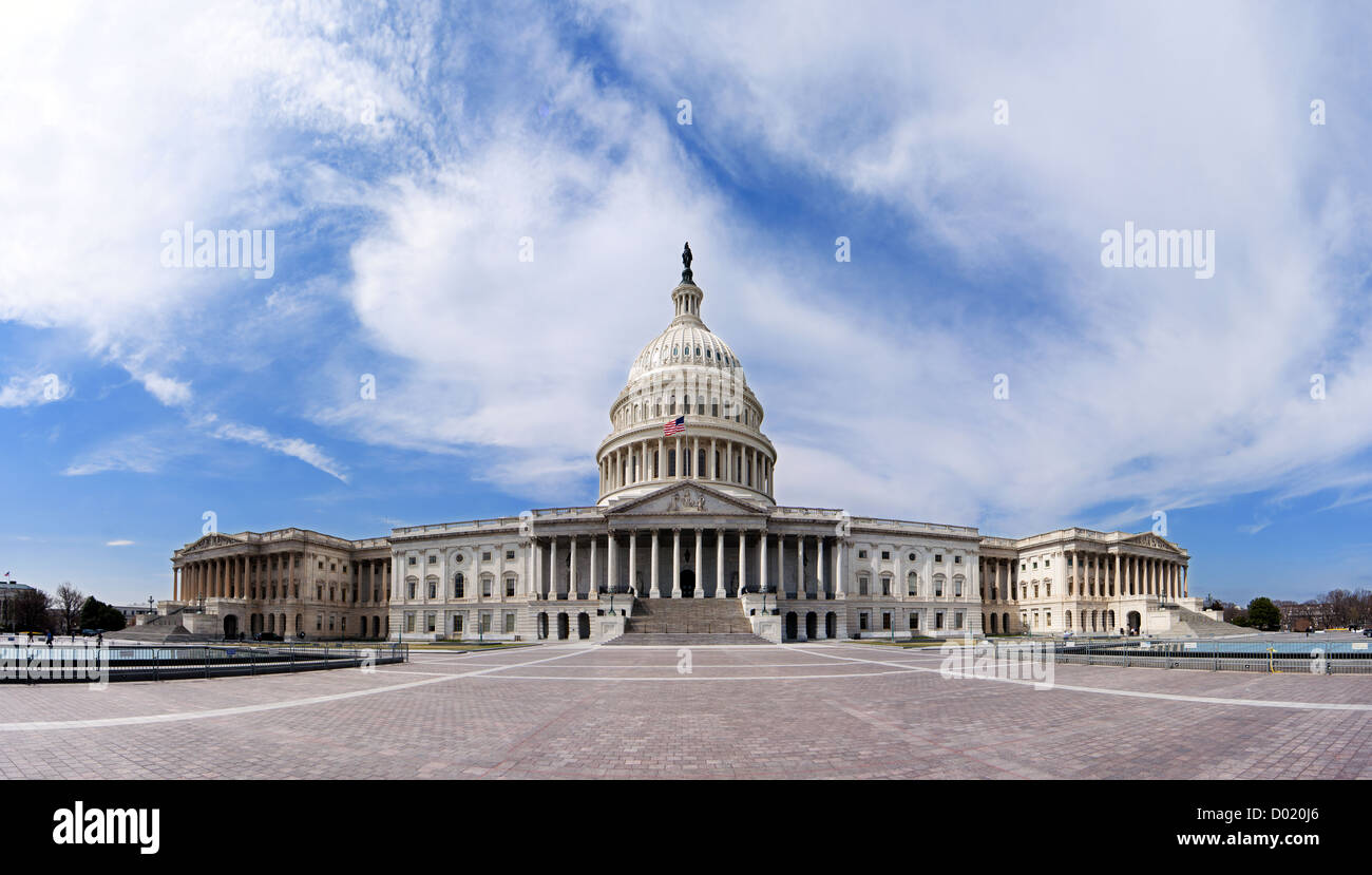 Wide angle panorama of US United States Capitol building for Democrat ...