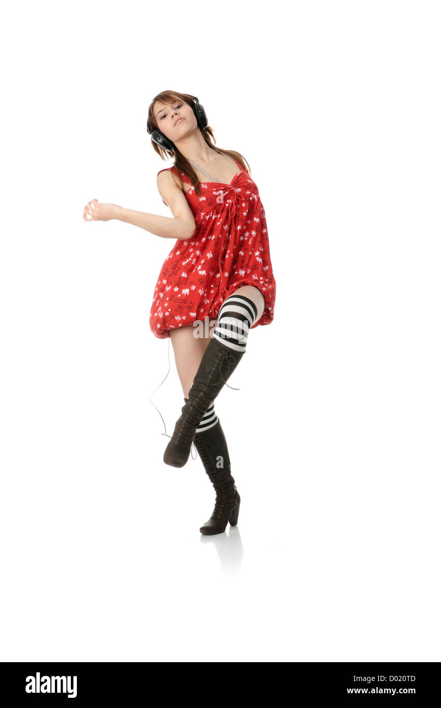 Young funky dancer, isolated on white background Stock Photo - Alamy