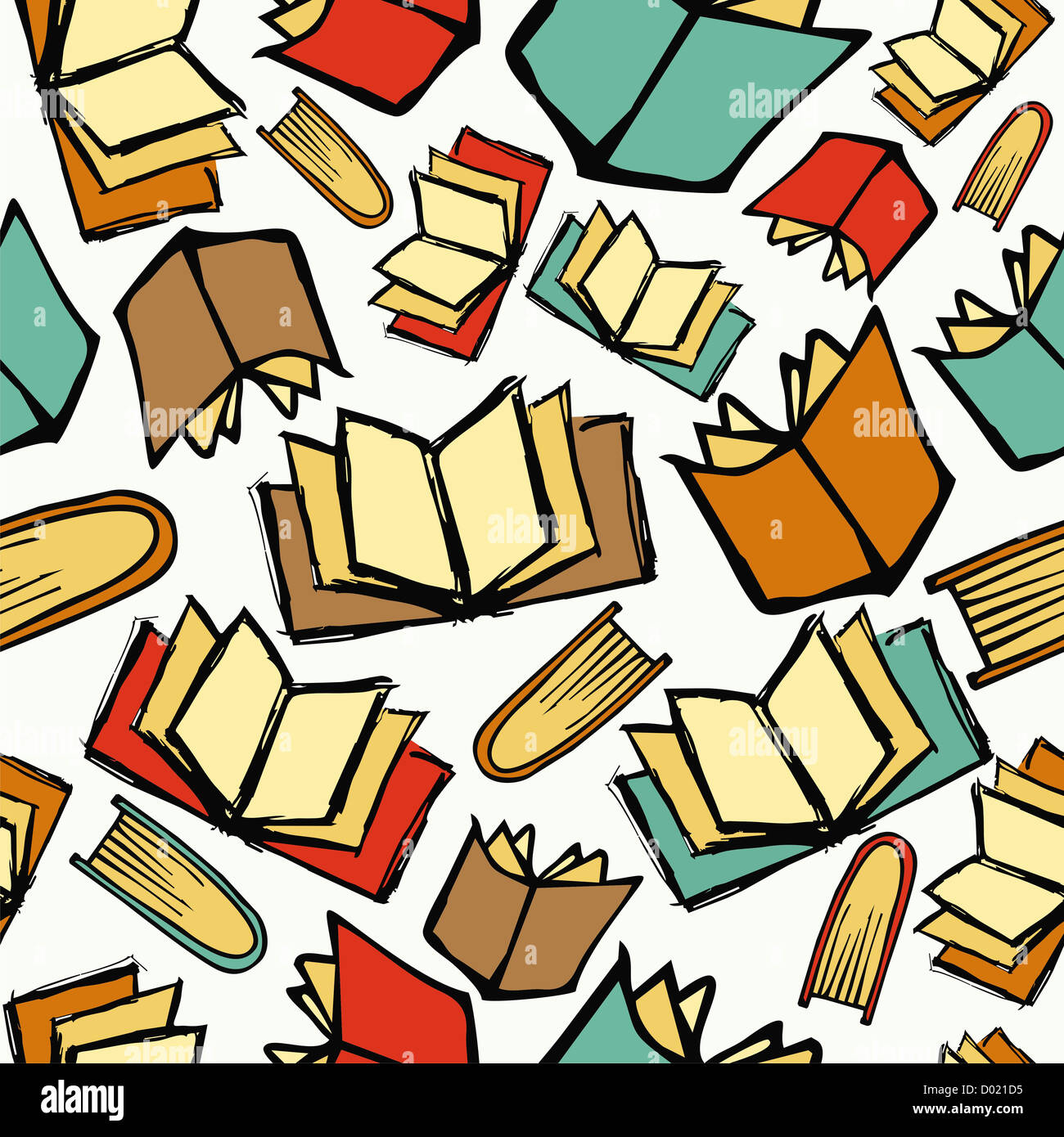 Colorful sketch style books seamless pattern background. Vector ...