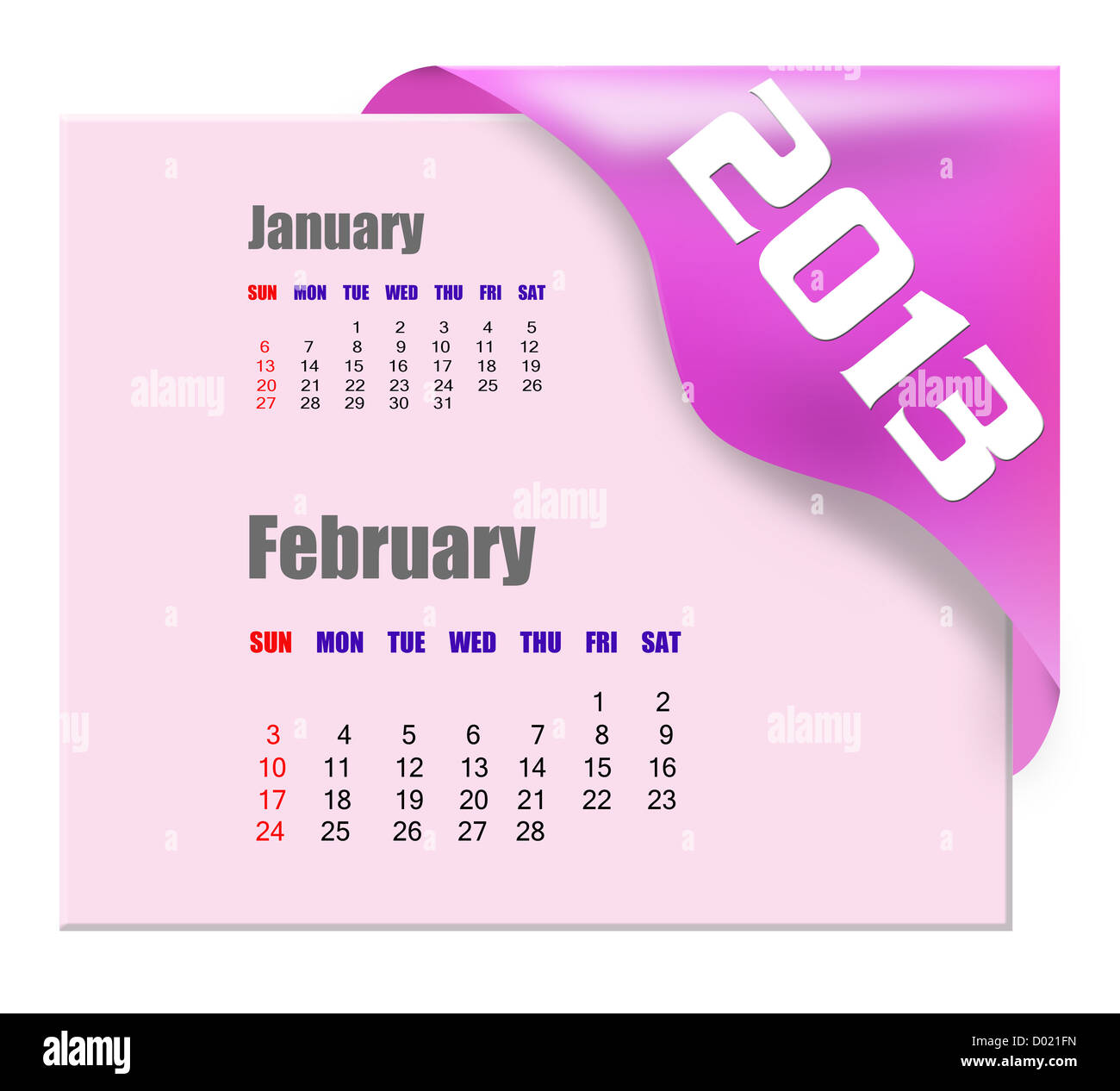 2013 February calendar Stock Photo - Alamy