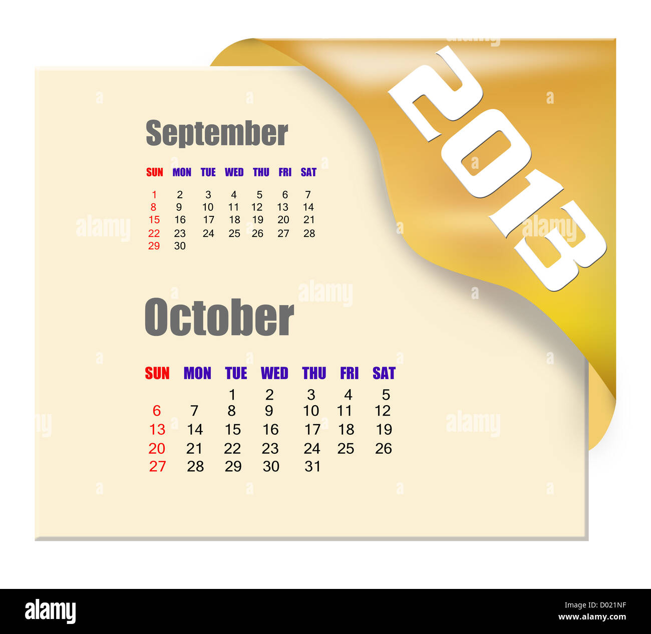 October calendar Cut Out Stock Images & Pictures - Alamy