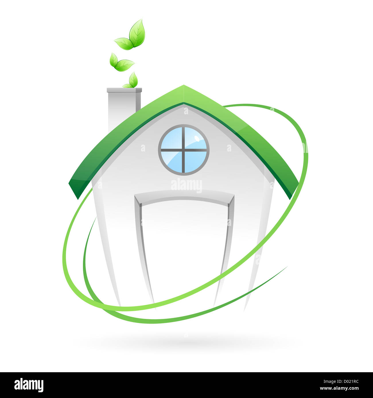illustration of green home on white background Stock Photo - Alamy