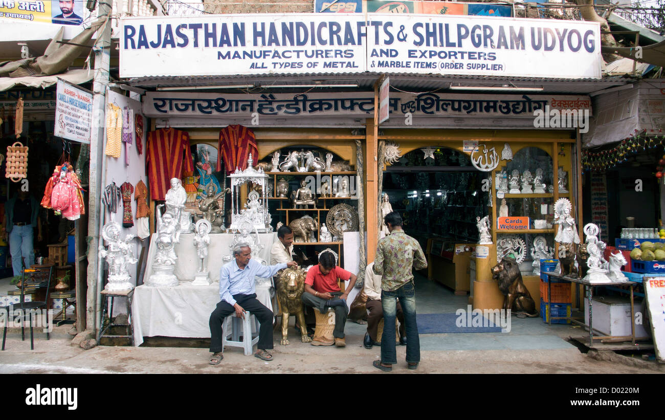 Marble and metals handicrafts shop Pushkar Rajasthan India Stock Photo ...
