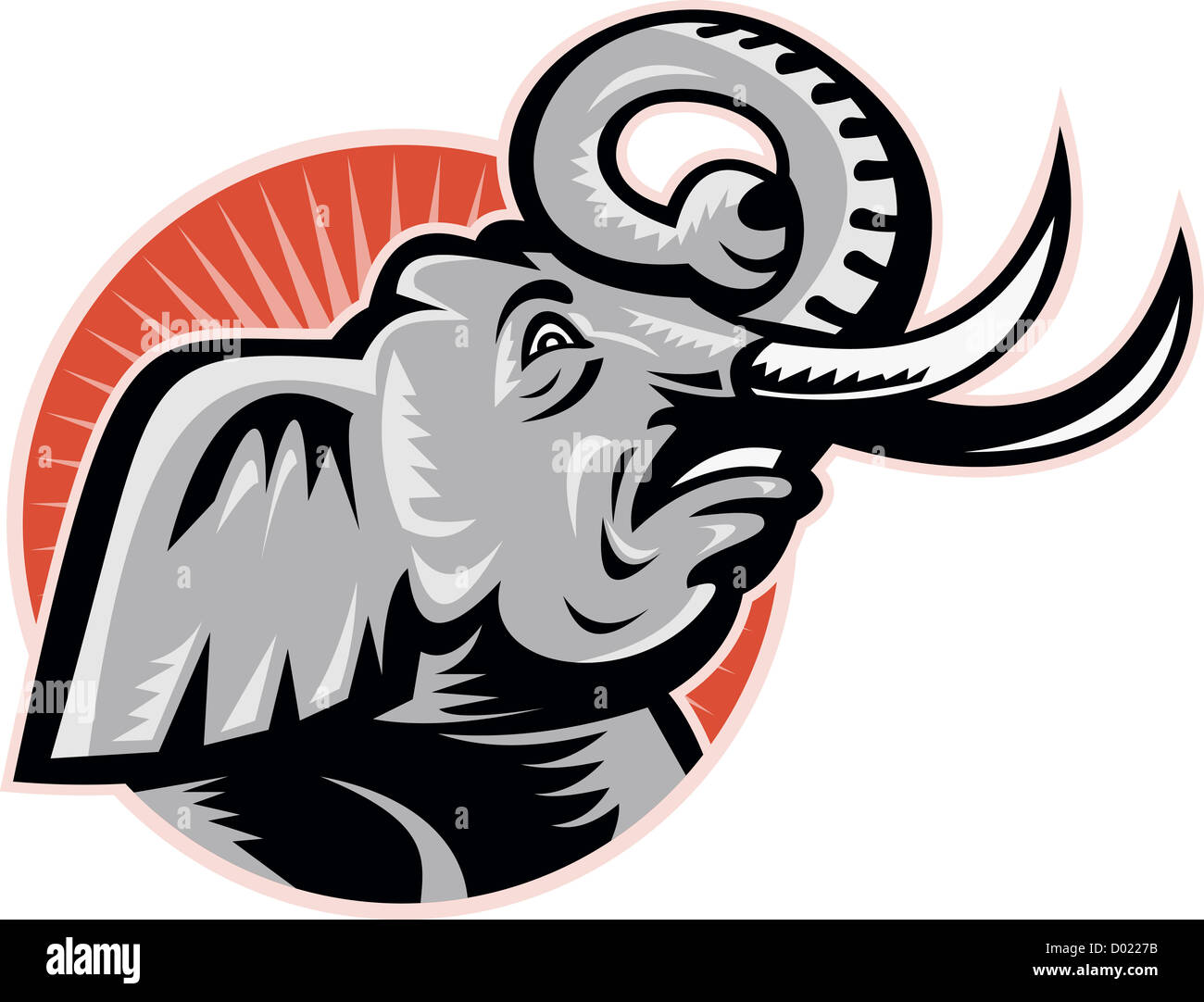 Illustration of an angry elephant head viewed from side on isolated ...