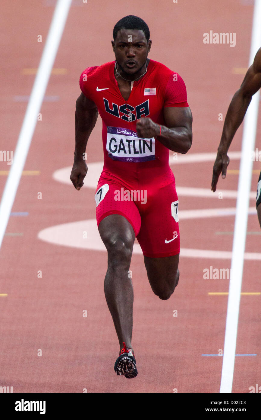 Justin Gatlin (USA) competing in the Men's 100 meter semifinal at the ...