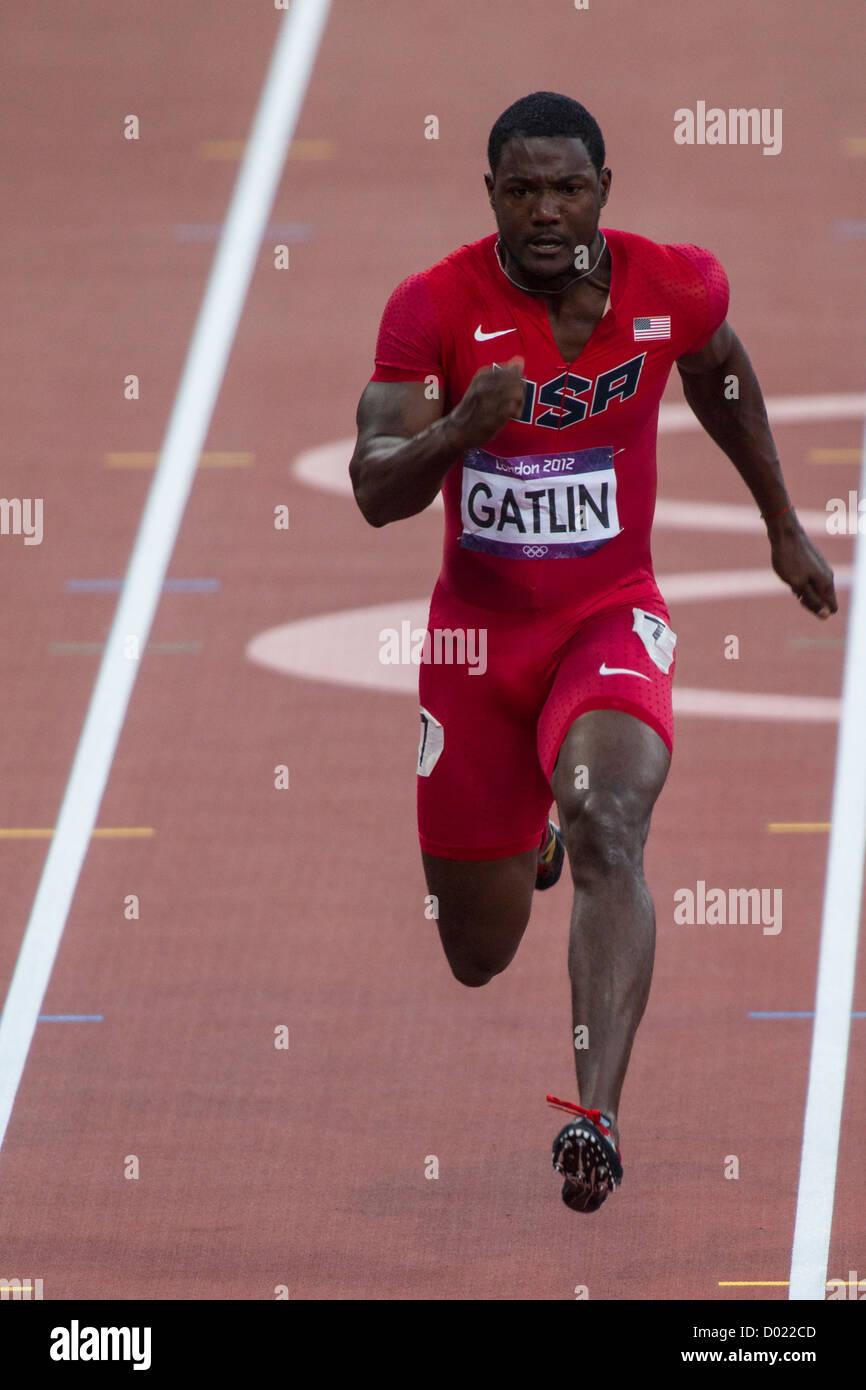 Justin Gatlin (USA) competing in the Men's 100 meter semifinal at the ...