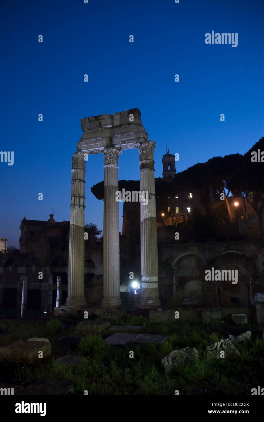 Ruins in Rome at night Stock Photo - Alamy