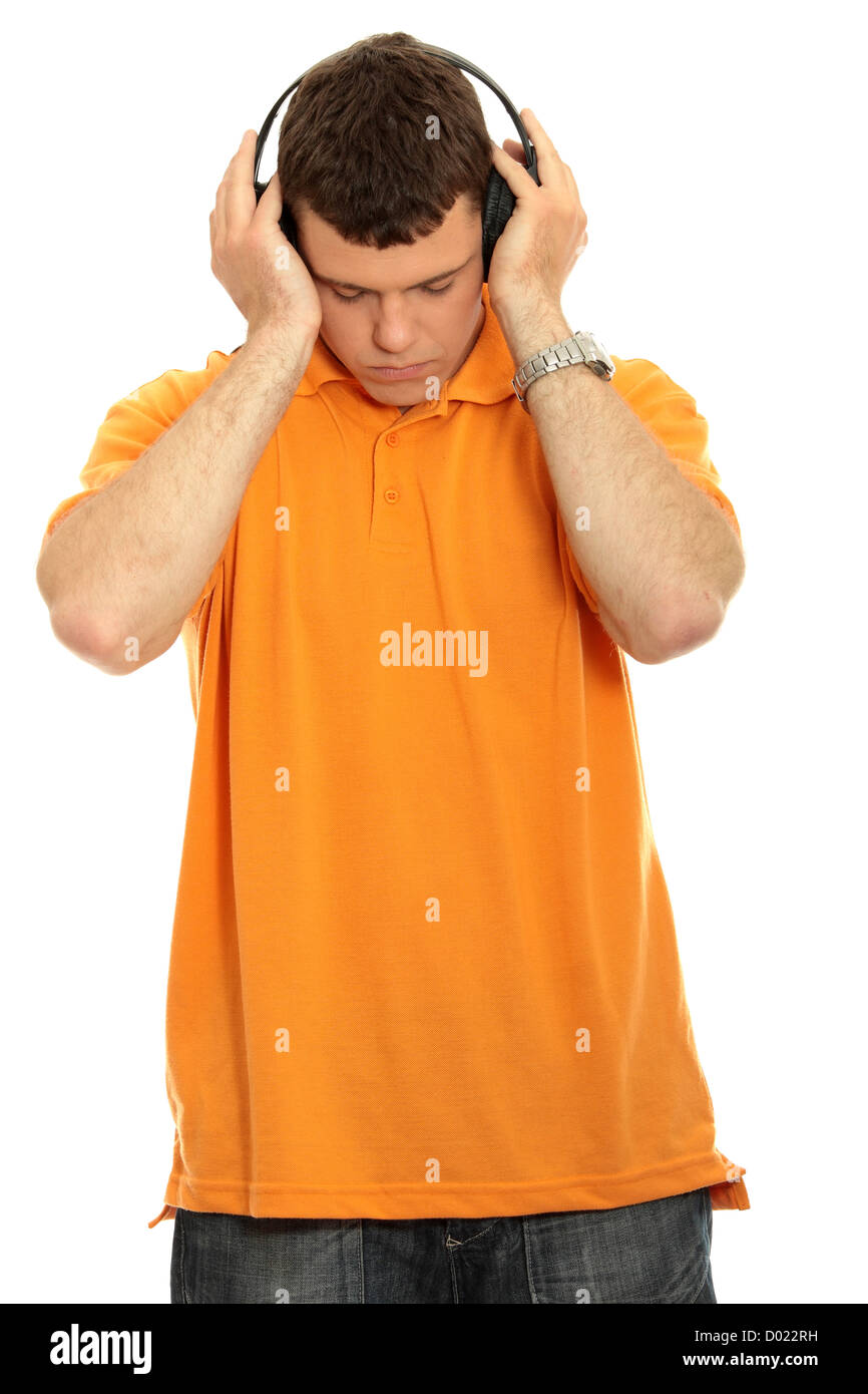 Man with headphones Stock Photo - Alamy