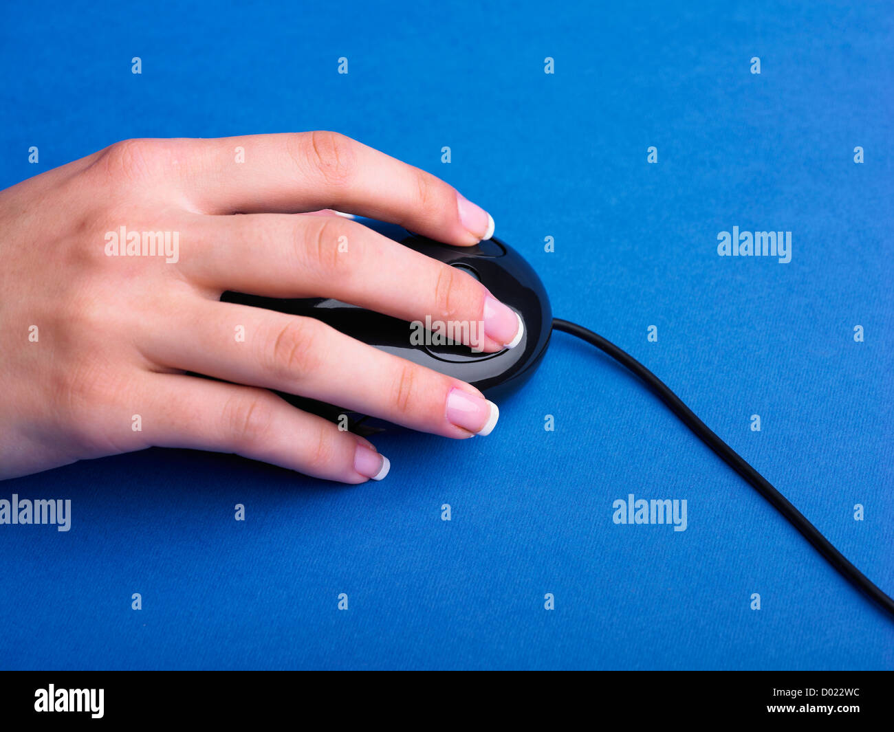 Computer work One-click management mouse hand Stock Photo - Alamy