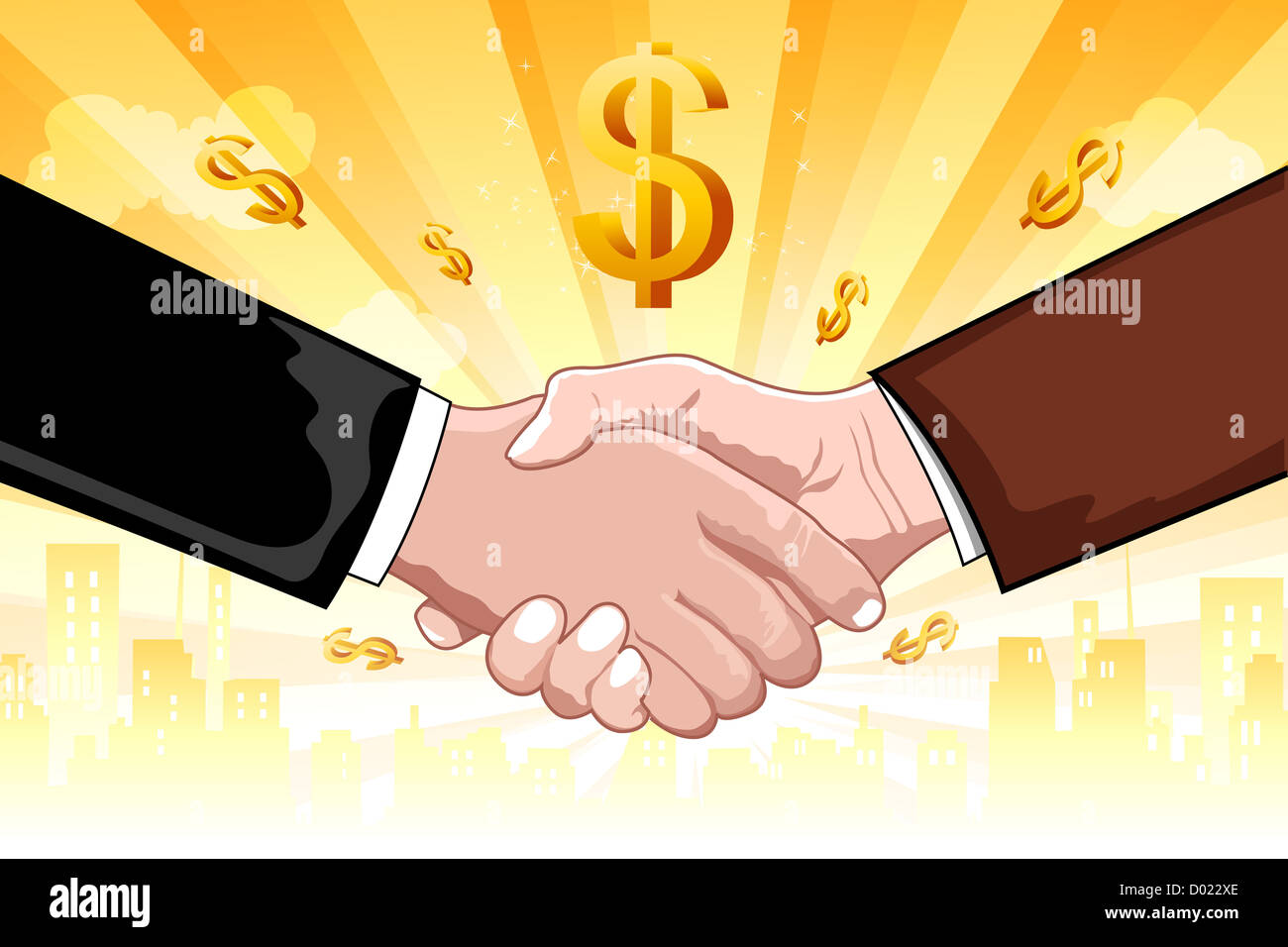 illustration of business deal on dollar background Stock Photo - Alamy