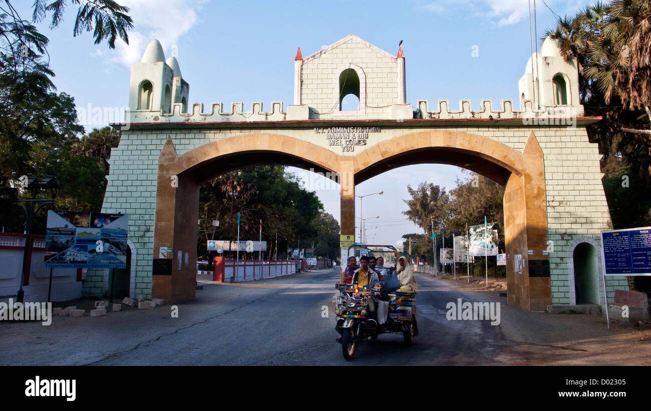 Road gateway to Diu India Stock Photo - Alamy