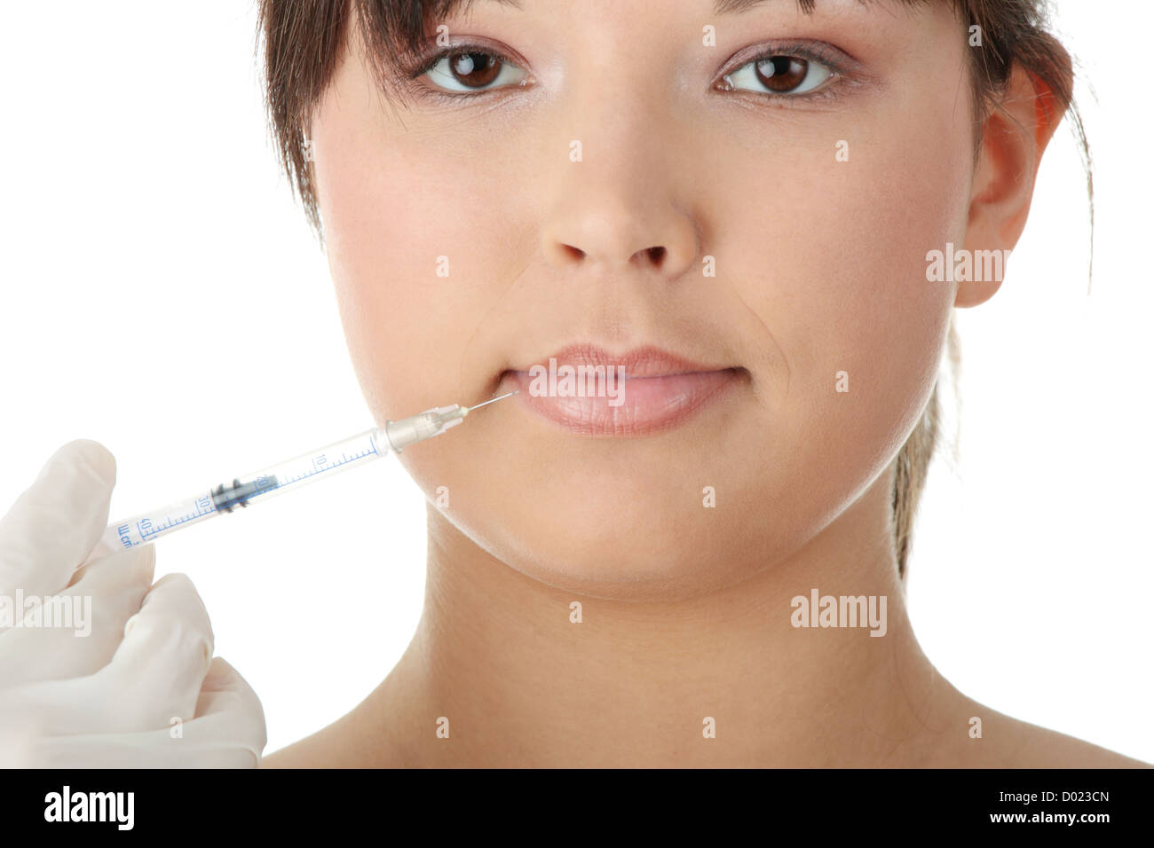 Woman getting botox injection, looking relaxed Stock Photo - Alamy