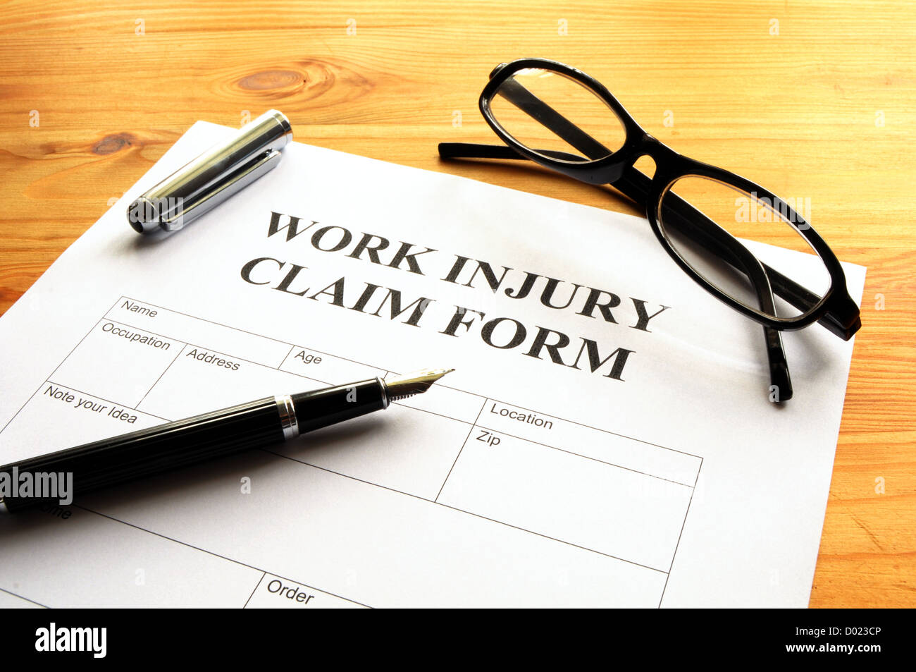 work injury claim form showing business insurance concept Stock Photo ...