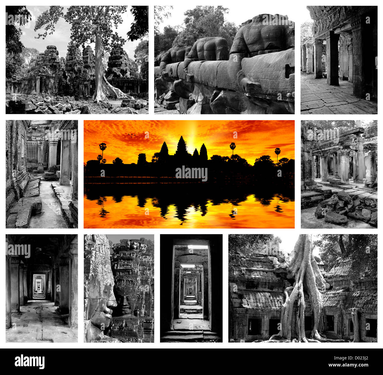 Collage of the Angkor temple ruins in Cambodia Stock Photo - Alamy