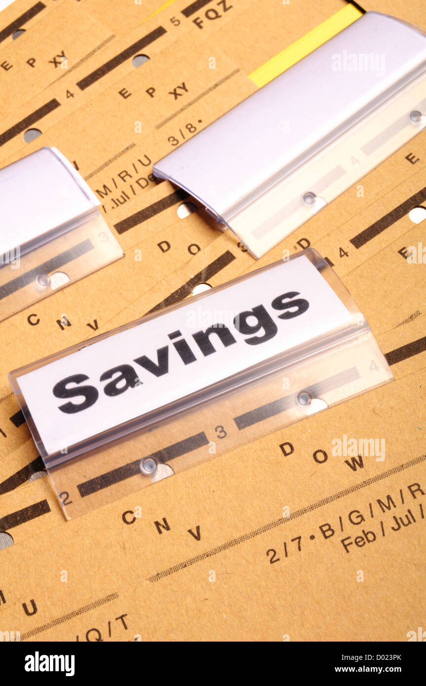 savings word on business folder showing saving money concept Stock ...