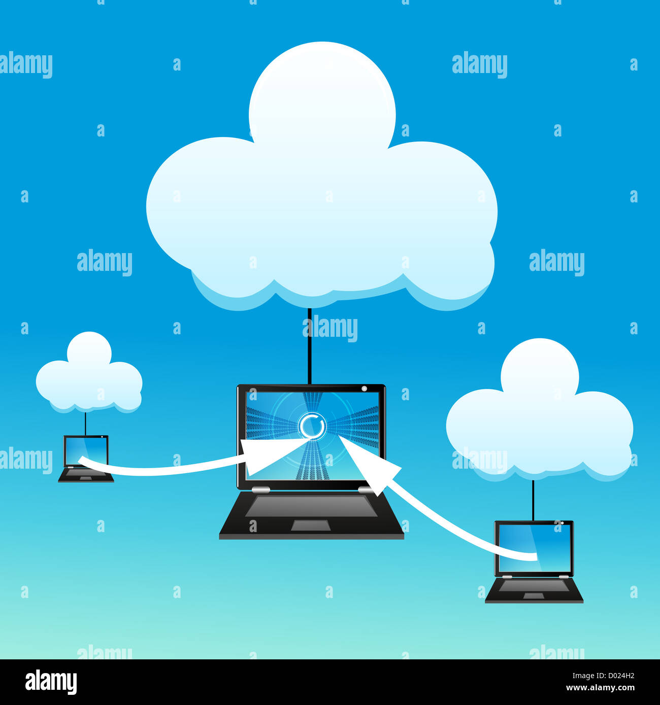 illustration of laptop with cloud Stock Photo - Alamy