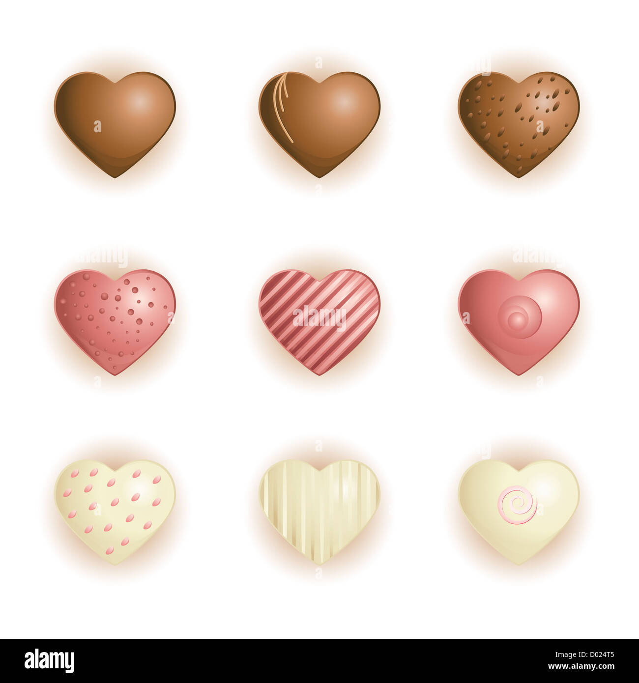 illustration of heart shape chocolate on white background Stock Photo ...
