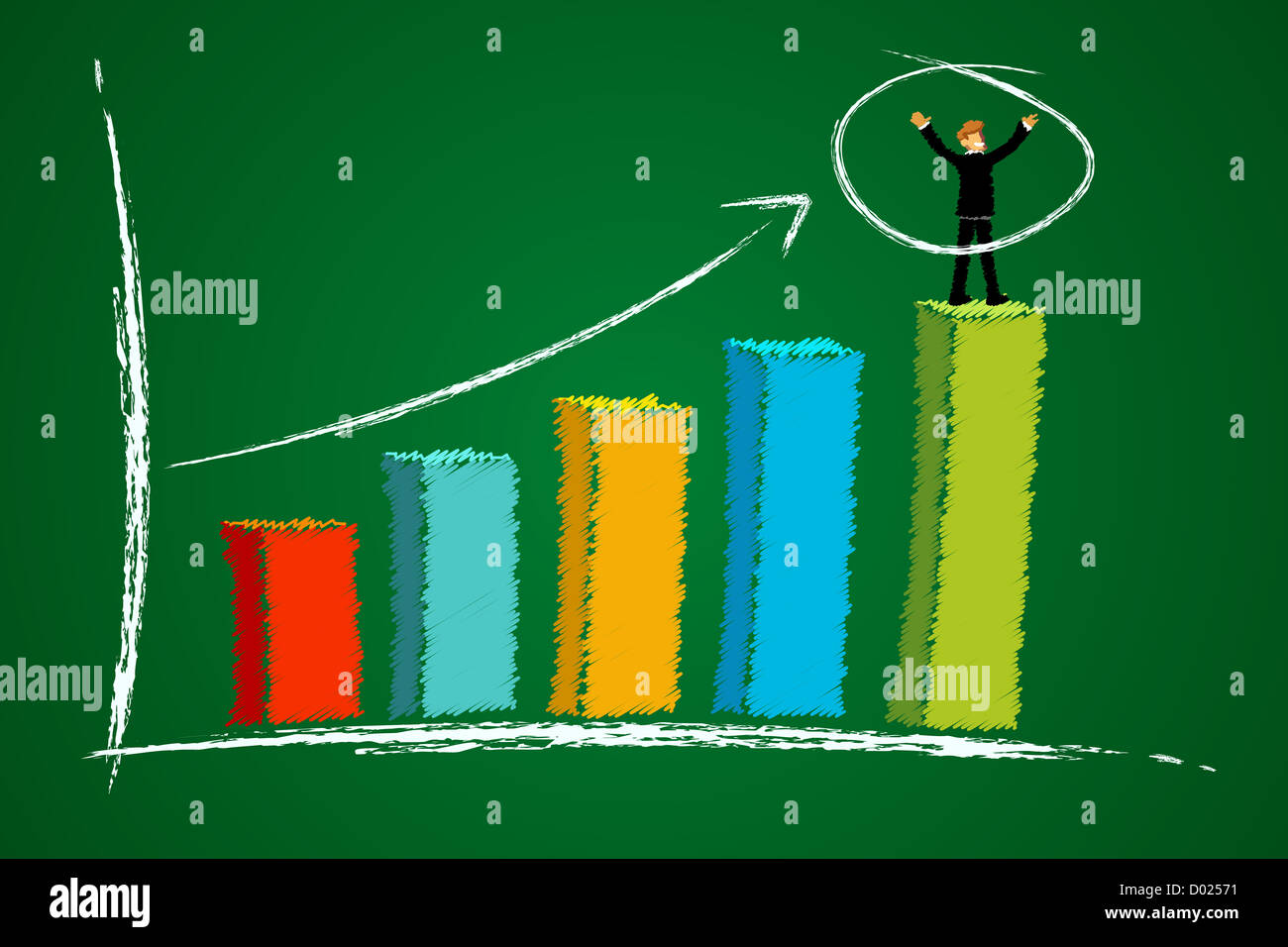 illustration of growth graph with businessman with abstract background ...