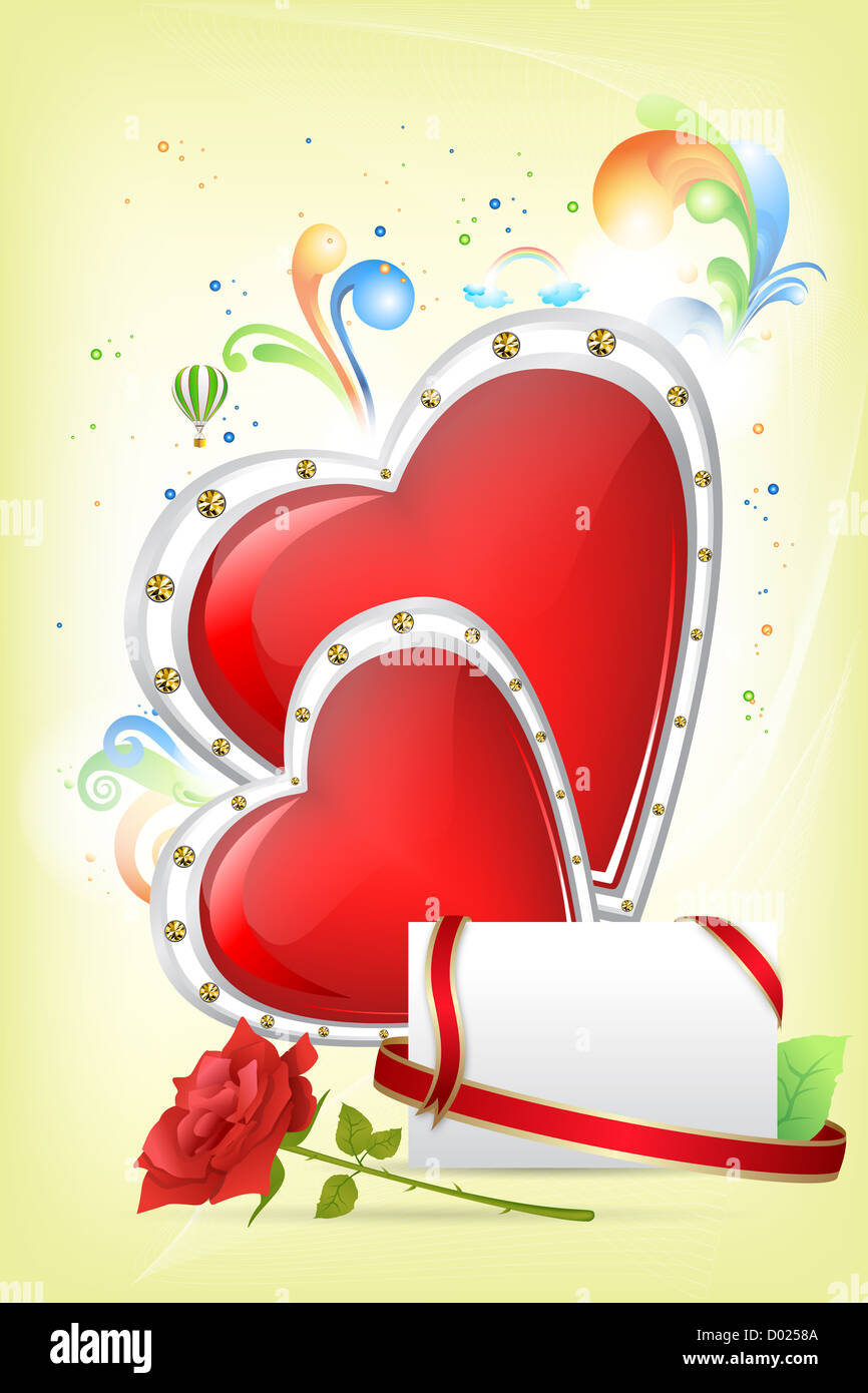 illustration of abstract valentine card with rose and heart Stock Photo ...