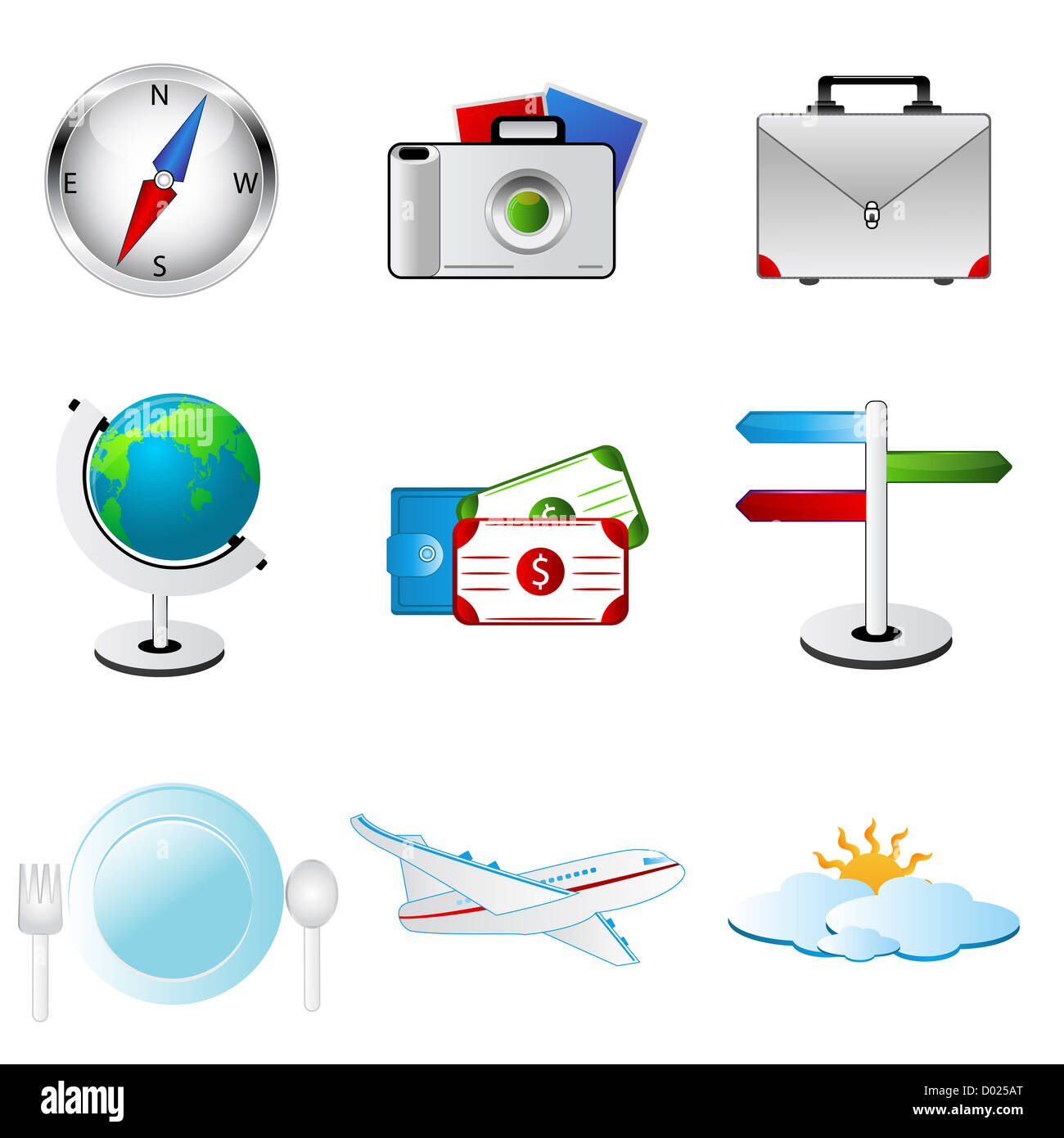 illustration of various objects and icons on white background Stock ...