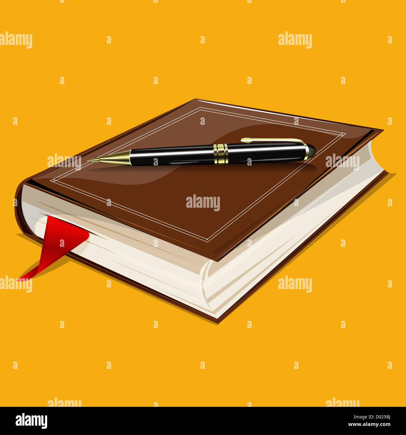 illustration of book and pen on abstract background Stock Photo - Alamy