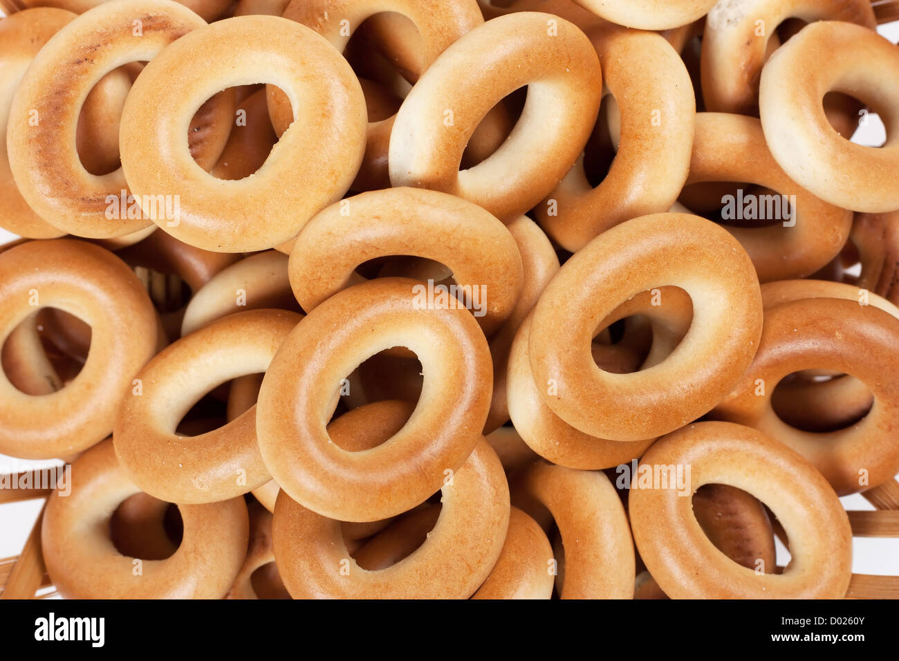 A heap of ring-shaped bread in the basket Stock Photo - Alamy
