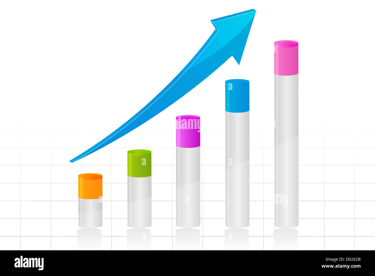 illustration of business graph with arrow on white background Stock ...