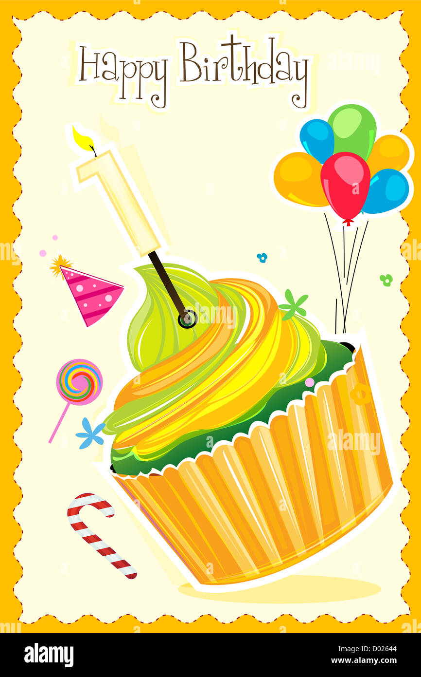 illustration of happy birthday card Stock Photo - Alamy