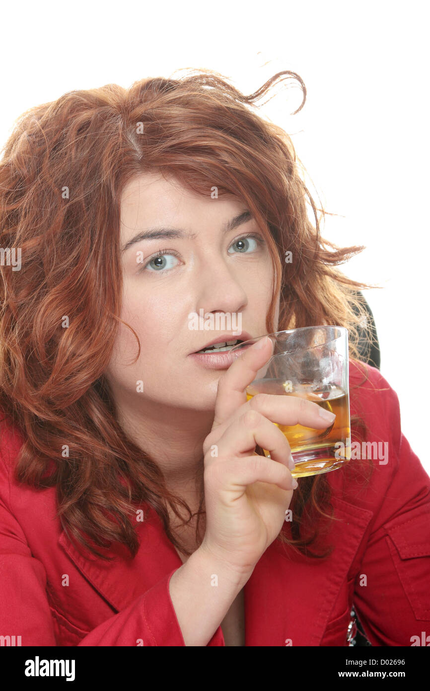 Sad caucasian woman alcohol problems hi-res stock photography and ...