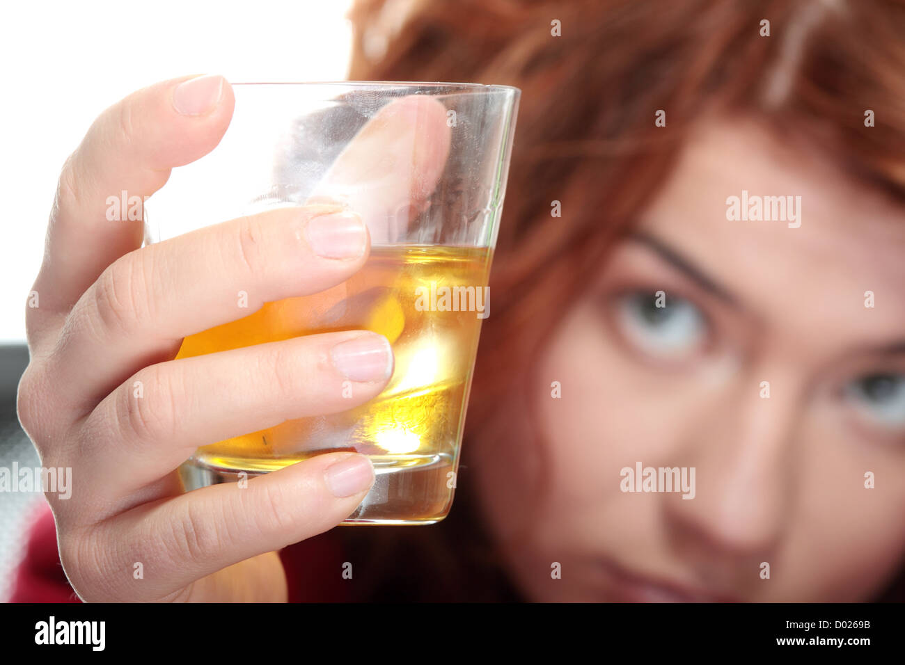 Sad caucasian woman alcohol problems hi-res stock photography and ...
