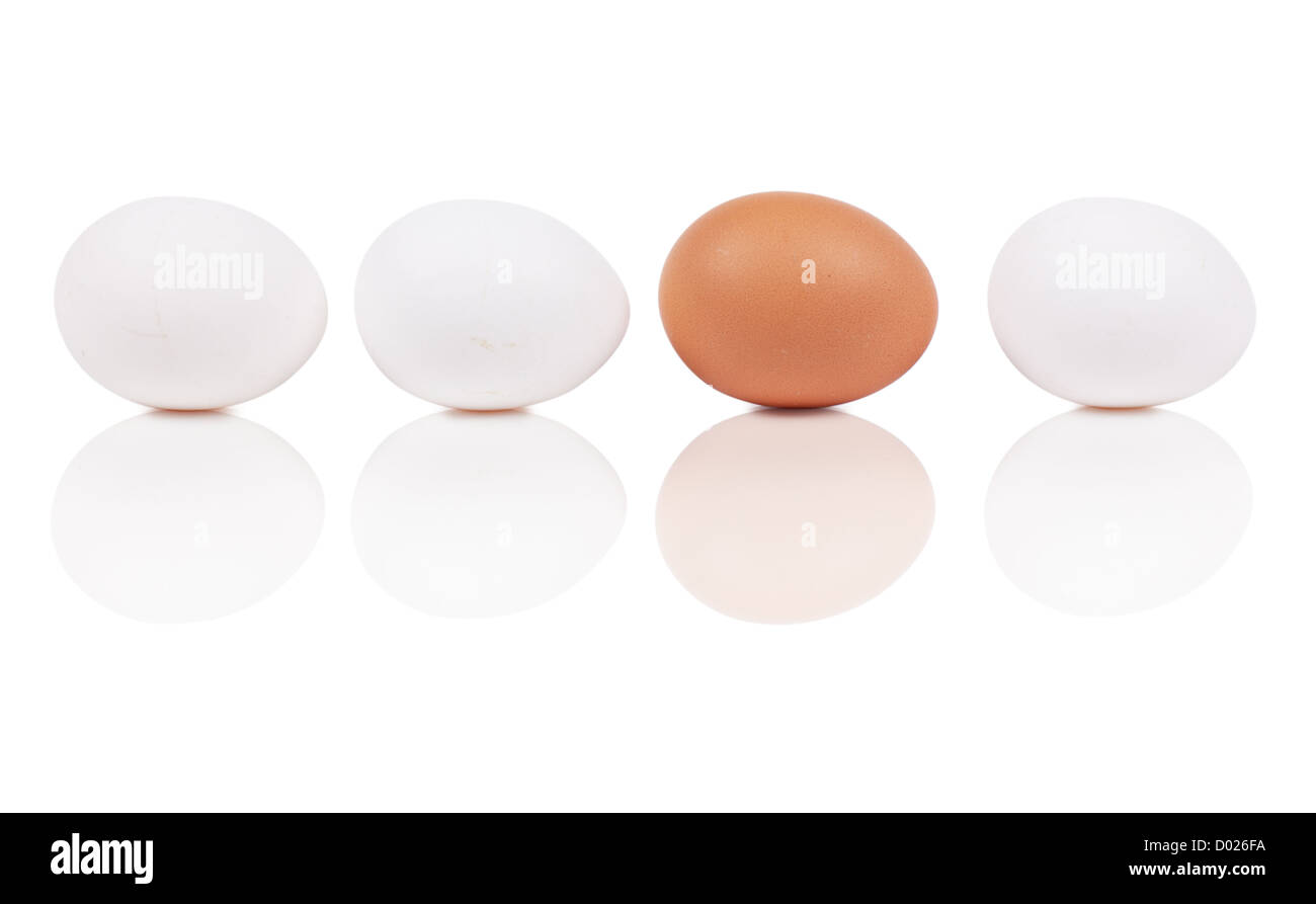 Macro view of four eggs isolated on the white Stock Photo - Alamy