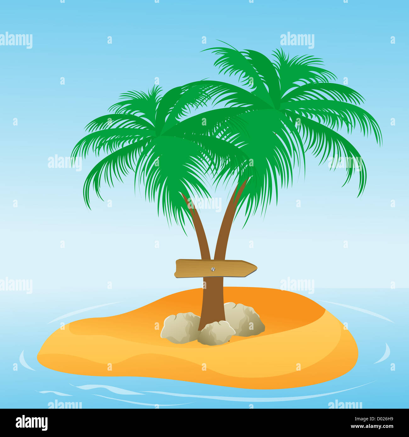 illustration of coconut tree with direction board on natural background ...