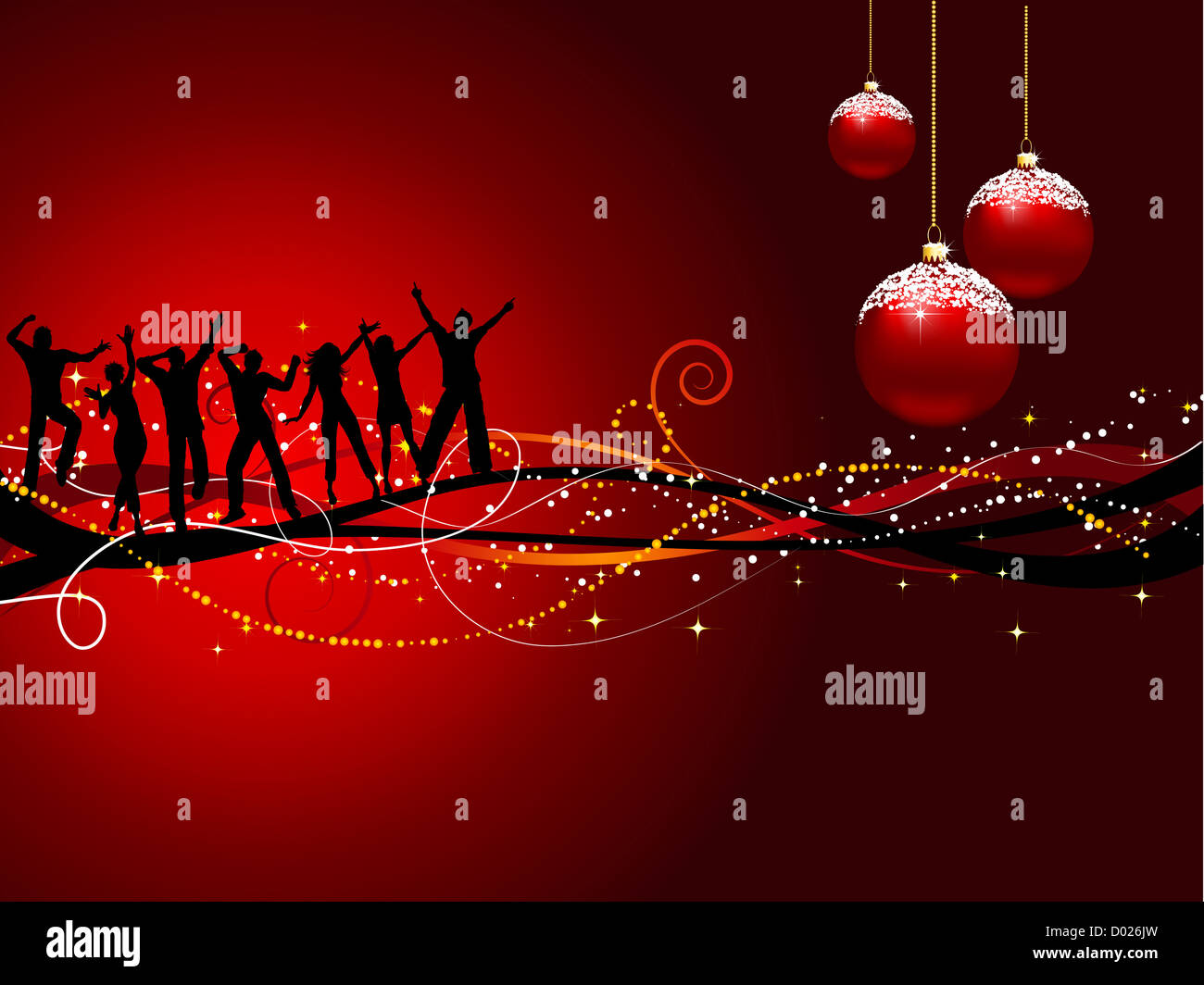 Silhouettes of people dancing on a Christmas background Stock Photo - Alamy