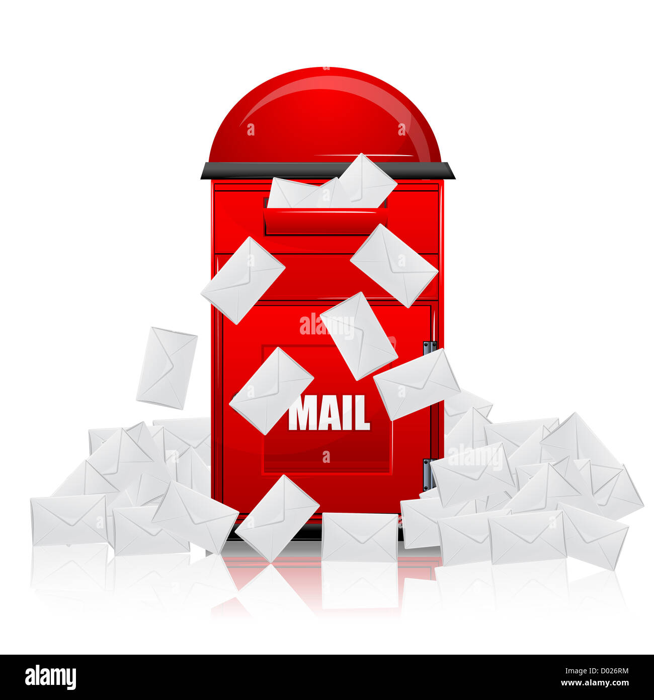 illustration of mail box with letters on white background Stock Photo ...