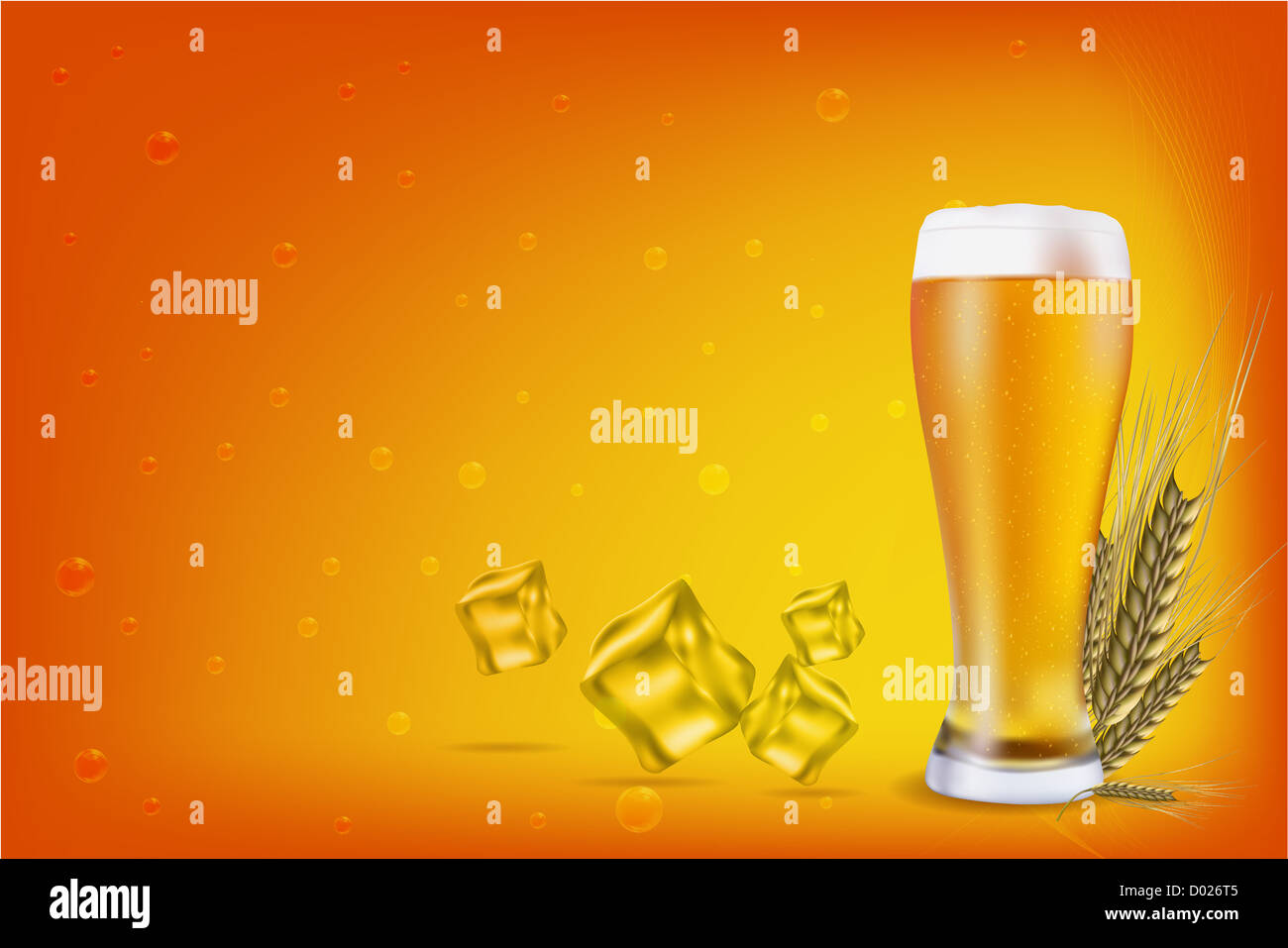 illustration of beer with grain on abstract background Stock Photo - Alamy